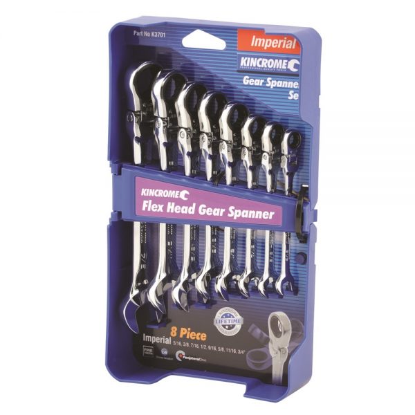 Kincrome K3701 Combination Gear Spanner Set Single Way Flex Head Non ...