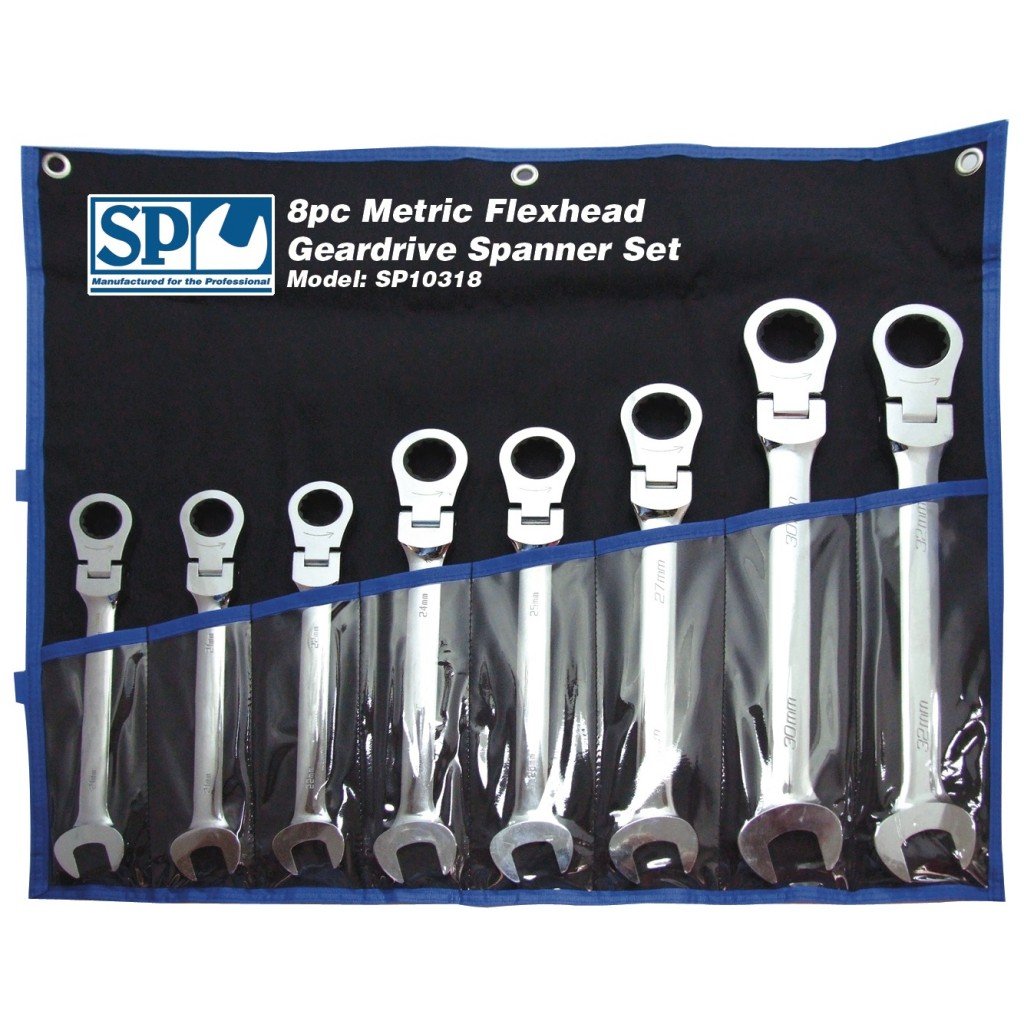SP Tools 8 Piece Flexhead Metric Geardrive Wrench Spanner Set Jumbo ...
