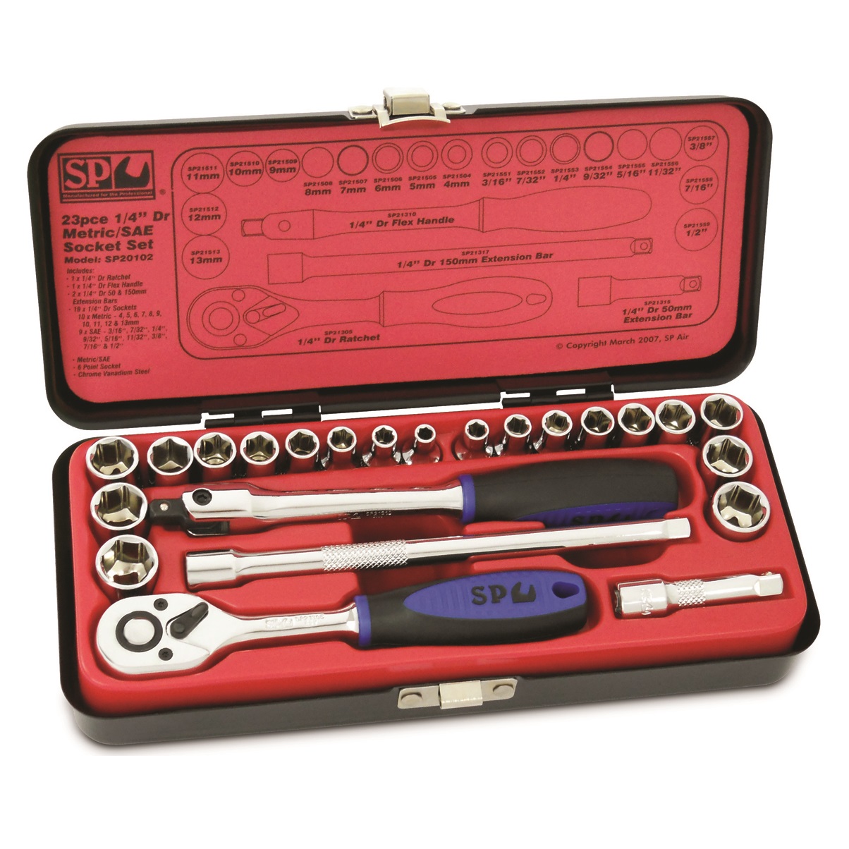 SP Tools SP20102 23 Piece 1/4" Drive 6 Point Socket Set | 1/4" Drive, 1 ...