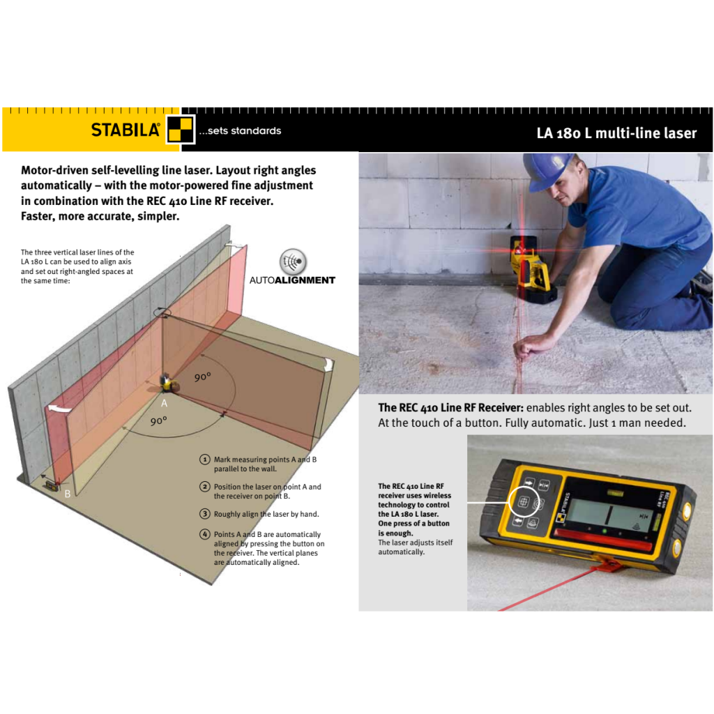 Stabila 18044 LA 180 L Layout Station Auto Alignment Set Multi-Line ...