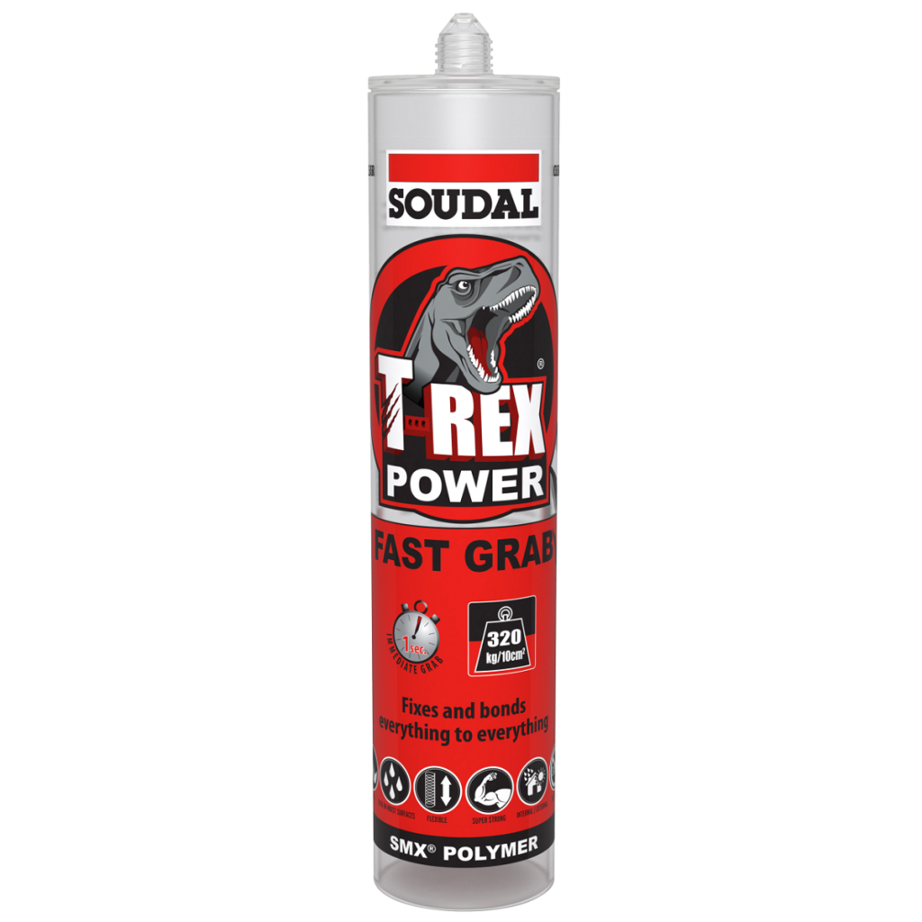 Soudal 134912 T-Rex Power Fast Grab 290ml SMX® Polymer Sealant Adhesive ...