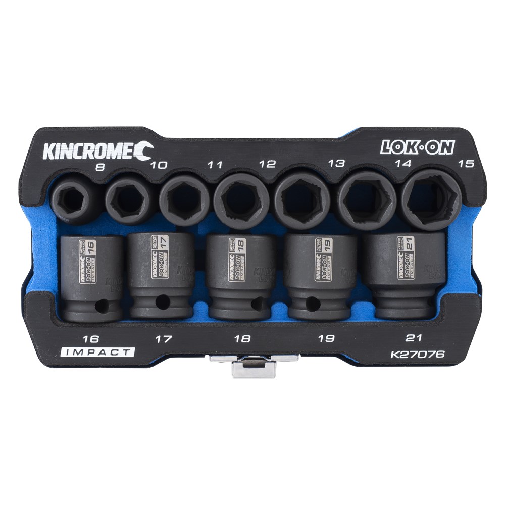 Kincrome K27076 LOK-ON Impact Socket Set 12 Piece 3/8" Drive - Metric ...