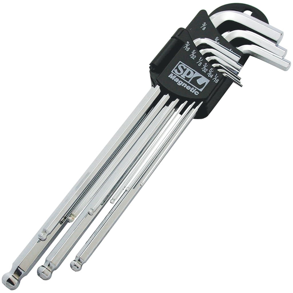 SP Tools SP34512 Magnetic Key Set 9 Piece SAE Chrome Ball Drive Hex ...