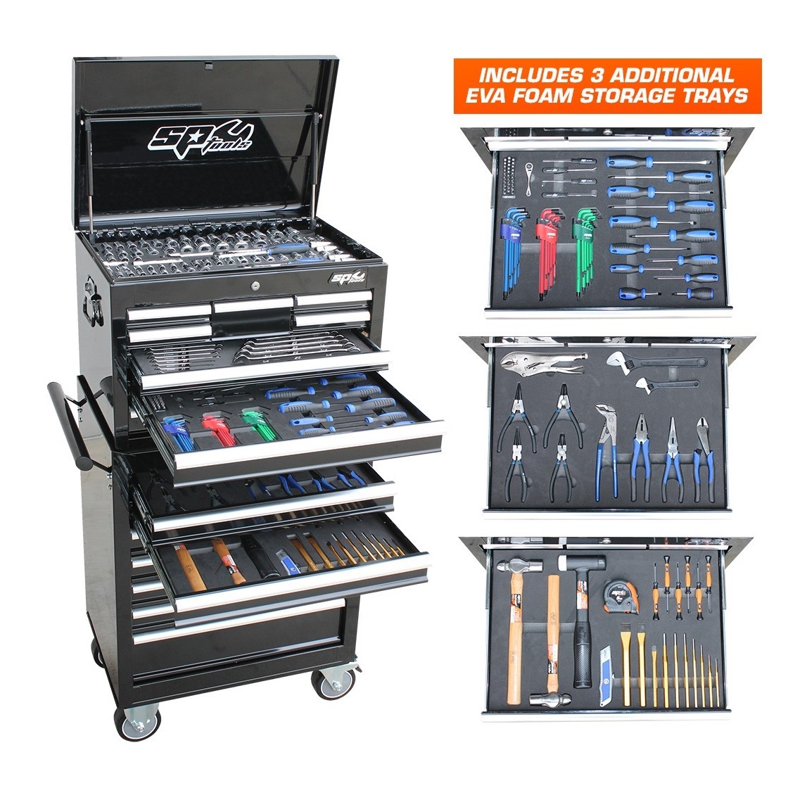 SP Tools SP50105X 307 Piece Metric/SAE Custom Series Chest & Trolley ...