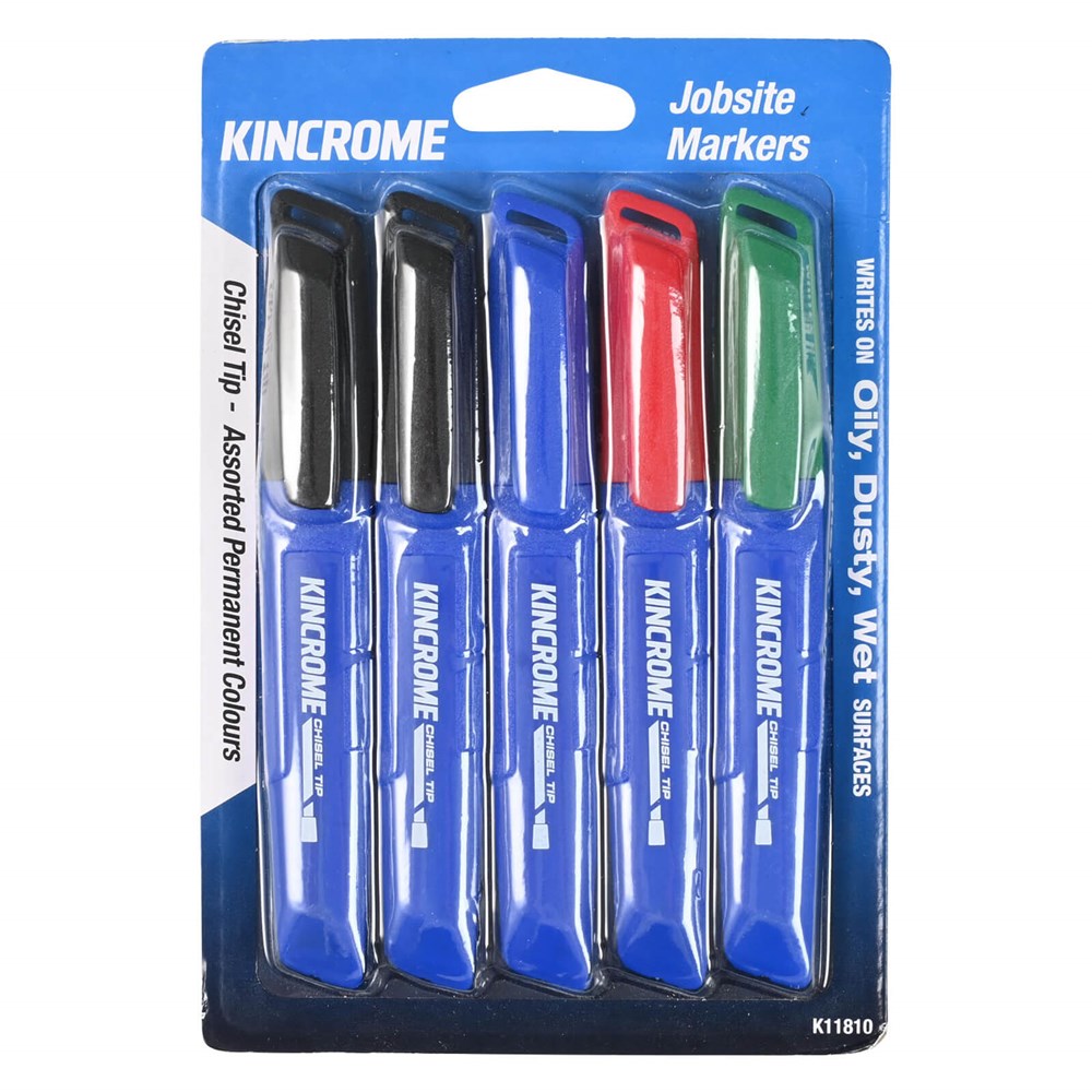 Kincrome K11810 Permanent Marker Chisel Tip 5 Piece Set - Line Marking ...