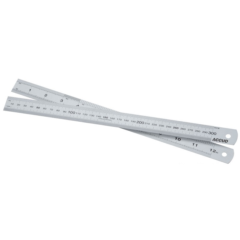 Accud AC-990-012-11 Stainless Steel Ruler 300mm 12” Metric / SAE ...