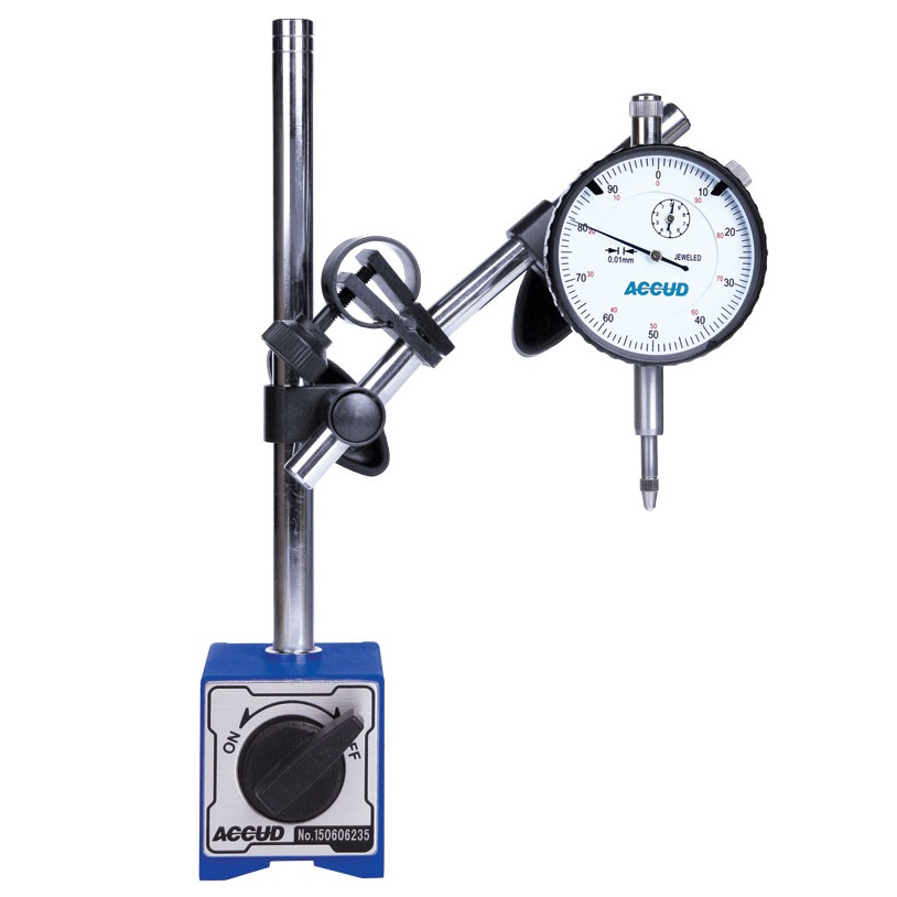 Accud AC-280-000-02 10mm Dial Indicator & Magnetic Stand with Fine ...