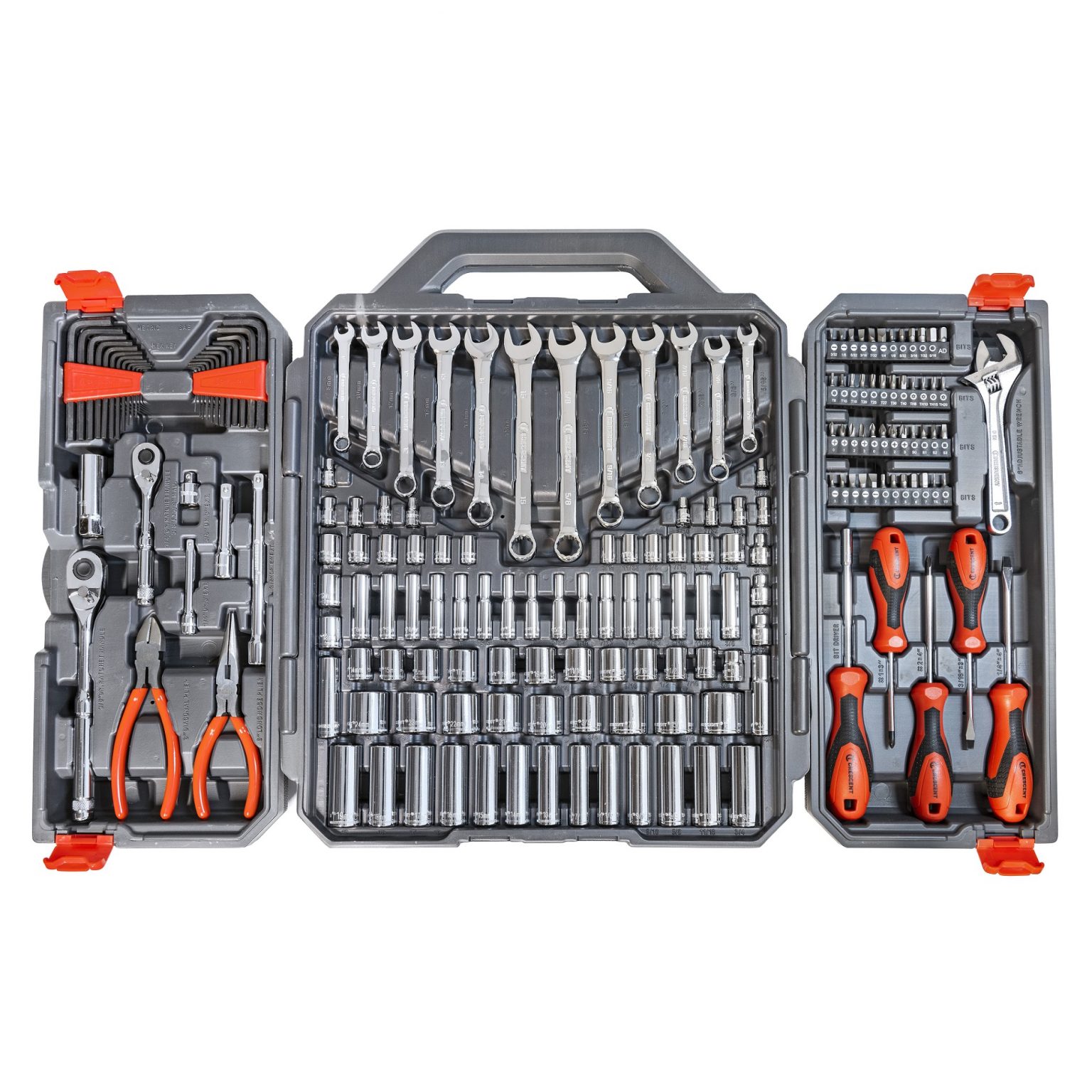 CRESCENT CTK180 180 Piece 1/4” & 3/8” Drive 6 Point SAE/Metric ...