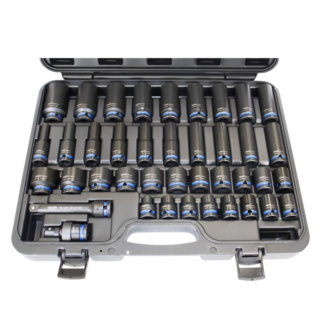 SP Tools SP20322 1/2" Square Drive Standard & Deep Impact Socket Set 6 ...