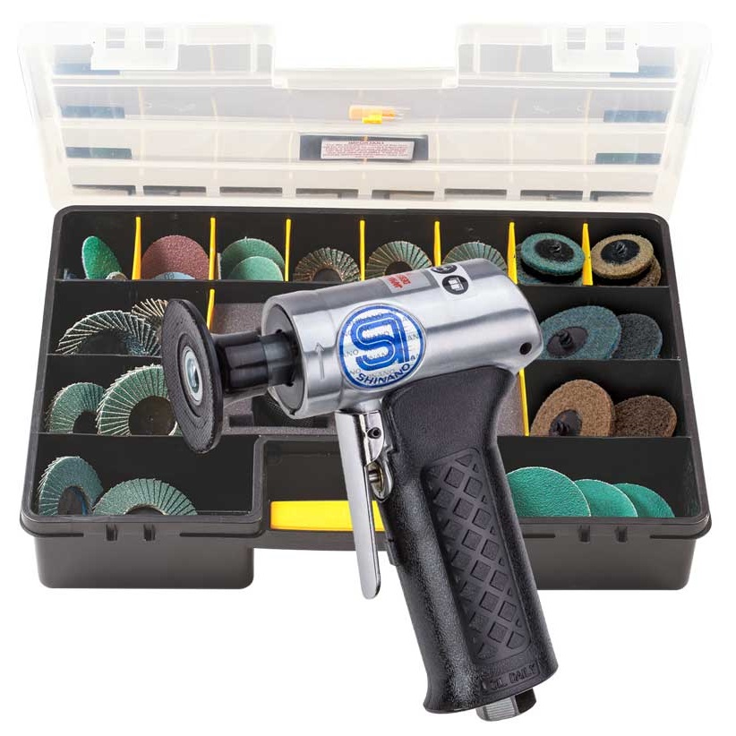 Shinano SI-2201-KIT1 Air Pneumatic 50mm & 75mm Quick Change Sanding & Abrasive Kit SI2201KIT1 ...