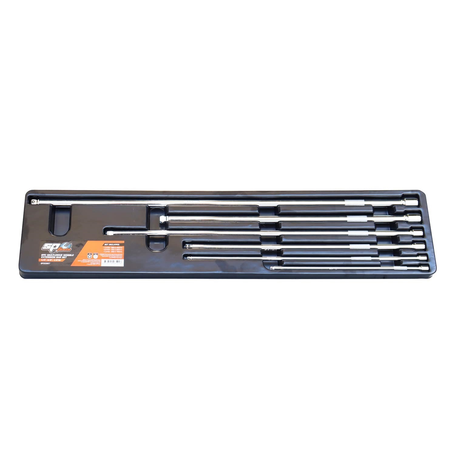 SP Tools SP20987 1/4", 3/8" & 1/2" Square Drive 6 Piece Long Wobble Bar ...