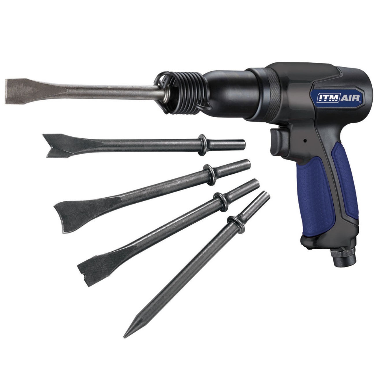 ITM TM340-404 Pistol Grip Air Pneumatic Hammer + 5 Piece Chisel Set ...