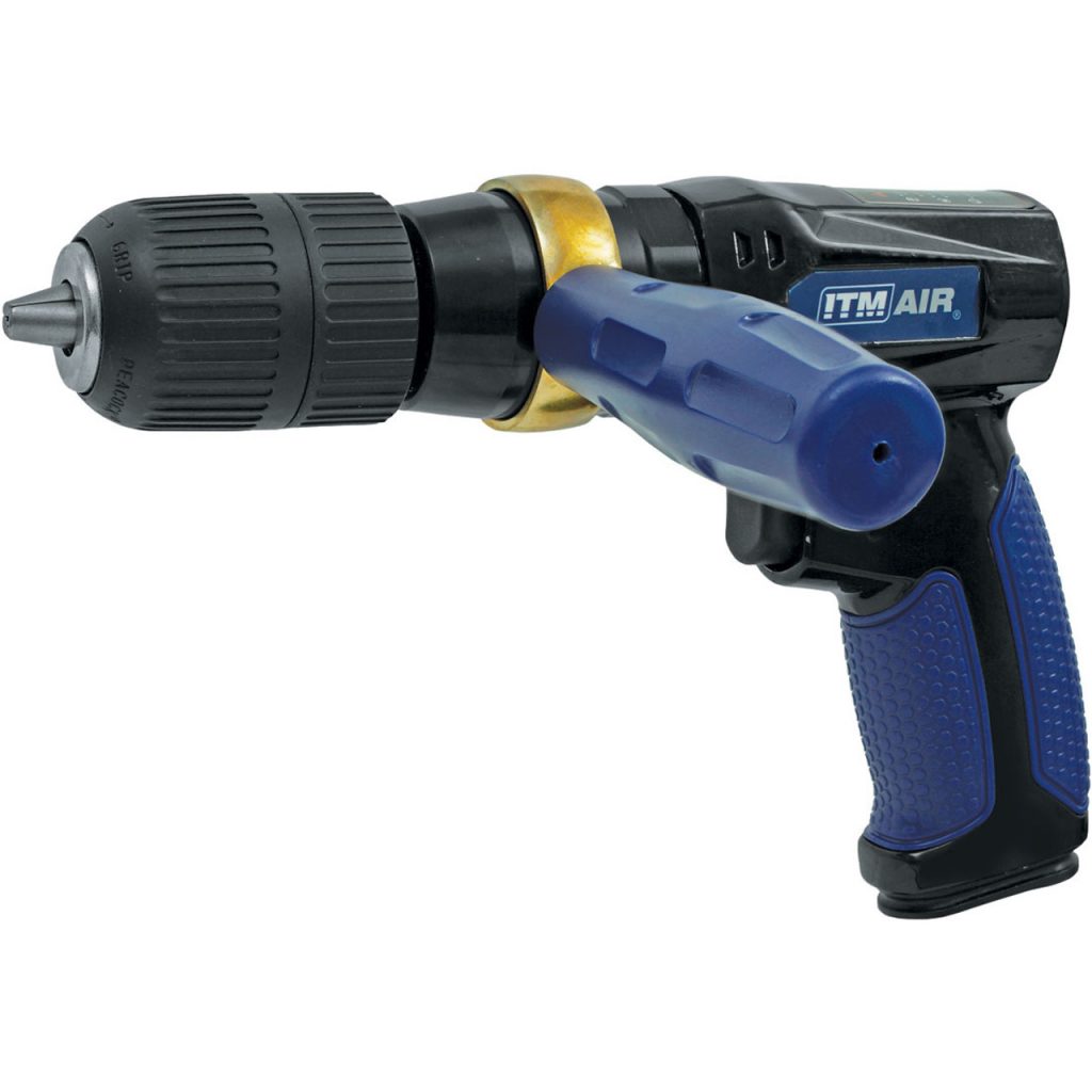 ITM TM340-734 Air Pneumatic 1/2" Keyless Chuck Pistol Grip Drill - Air ...