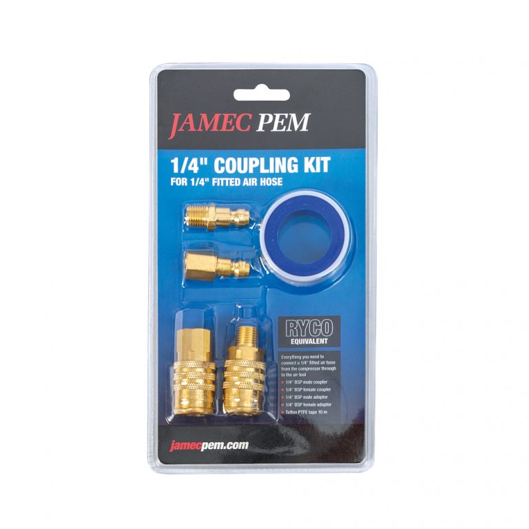 Jamec Pem 70.0067 1/4" Ryco Equivalent Coupling Kit for 1/4" Fitted Air Hose - Air Tools ...