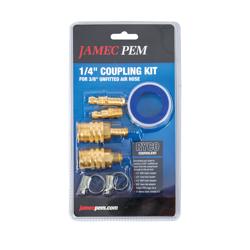 Jamec Pem 70.0078 1/4" Ryco Equivalent Coupling Kit for 3/8" Unfitted ...