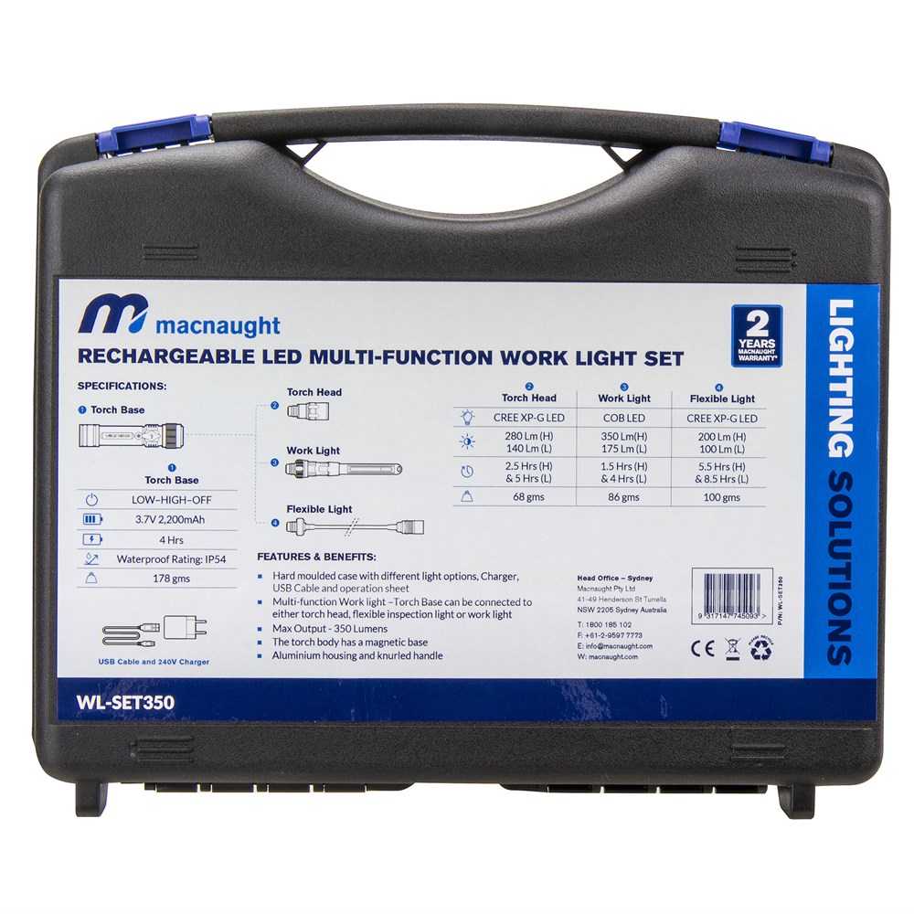 Macnaught WL-SET350 Lithium-Ion Rechargeable LED Multi-Function Work ...