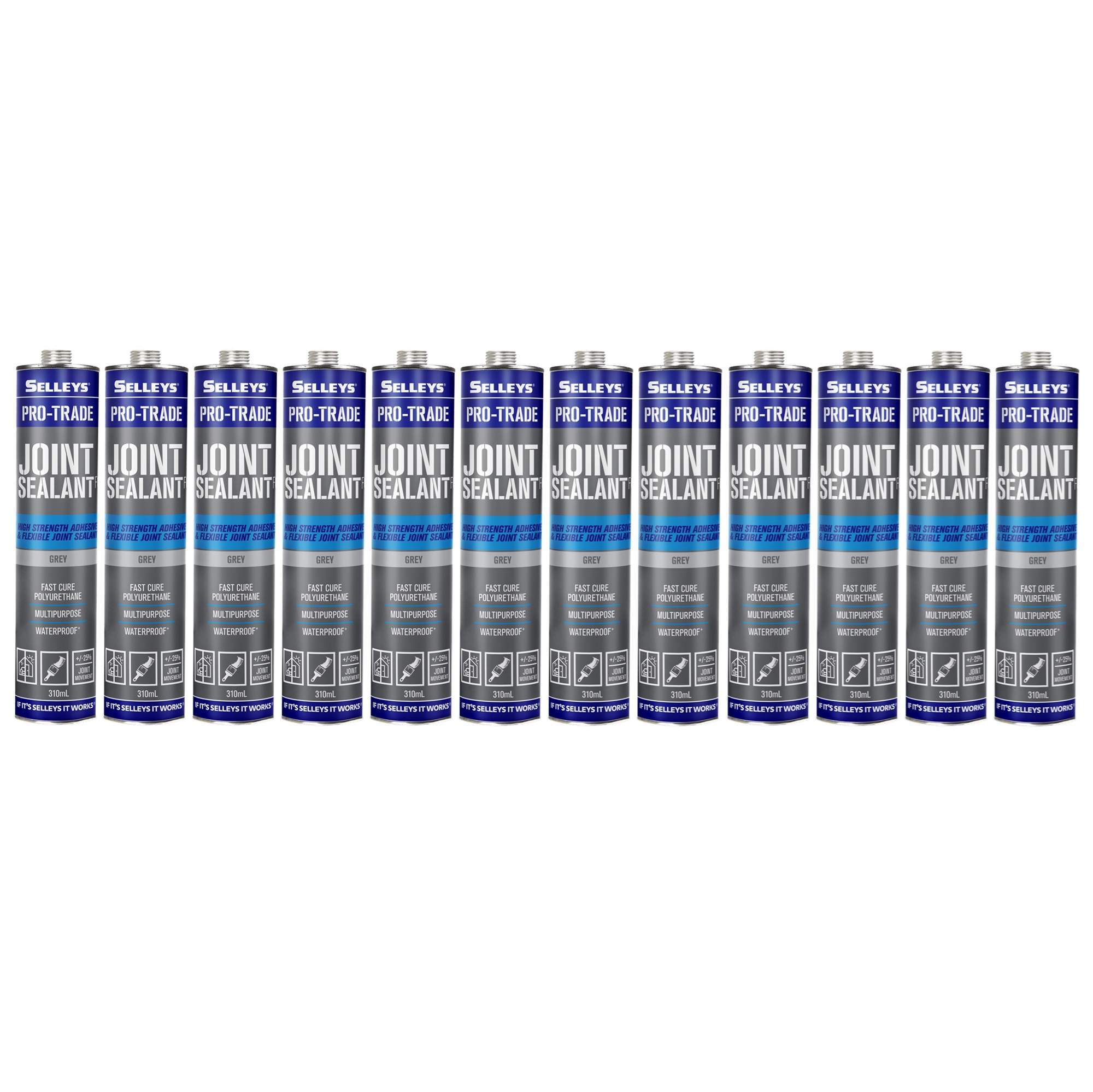 Selleys 102117 Pro Trade Joint Sealant Fast Cure FC 310ml Polyurethane Adhesive Grey One Box (12 ...