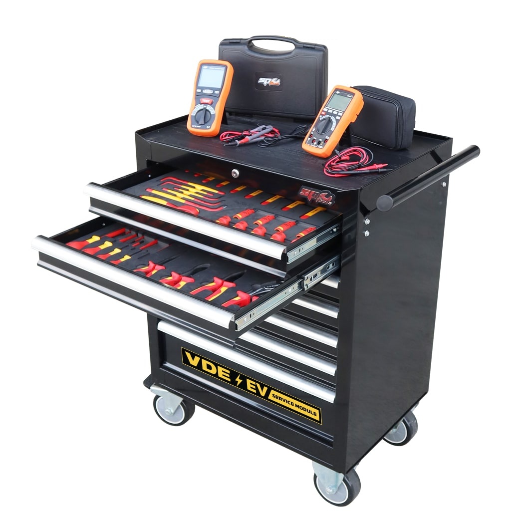 SP Tools SP55956 VDE Electric Vehicle EV Service Module Tool Kit in Custom Series Roller Cabinet ...