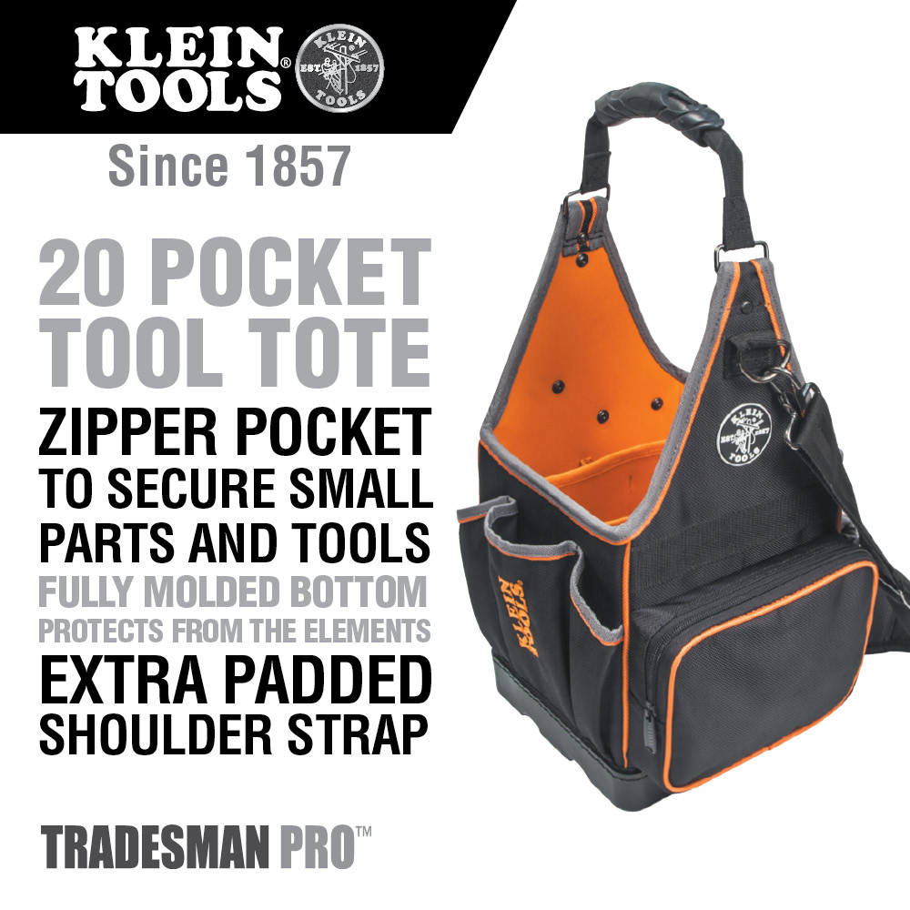 KLEIN Tools A-554158-14 Tradesman Pro™ Tool Bag, Tool Tote, 20 Pockets ...