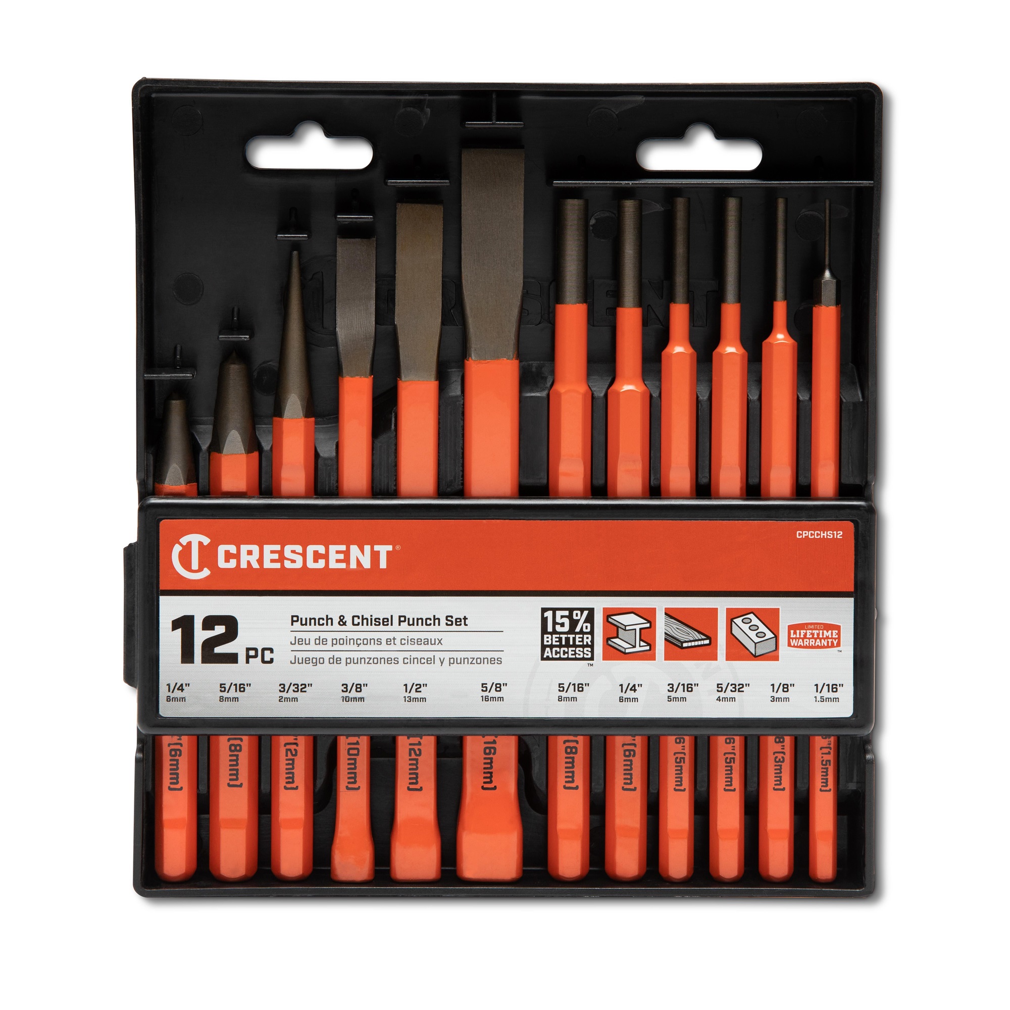 CRESCENT CPCCHS12 12 Piece Punch & Chisel Set - Chisels, Prying ...