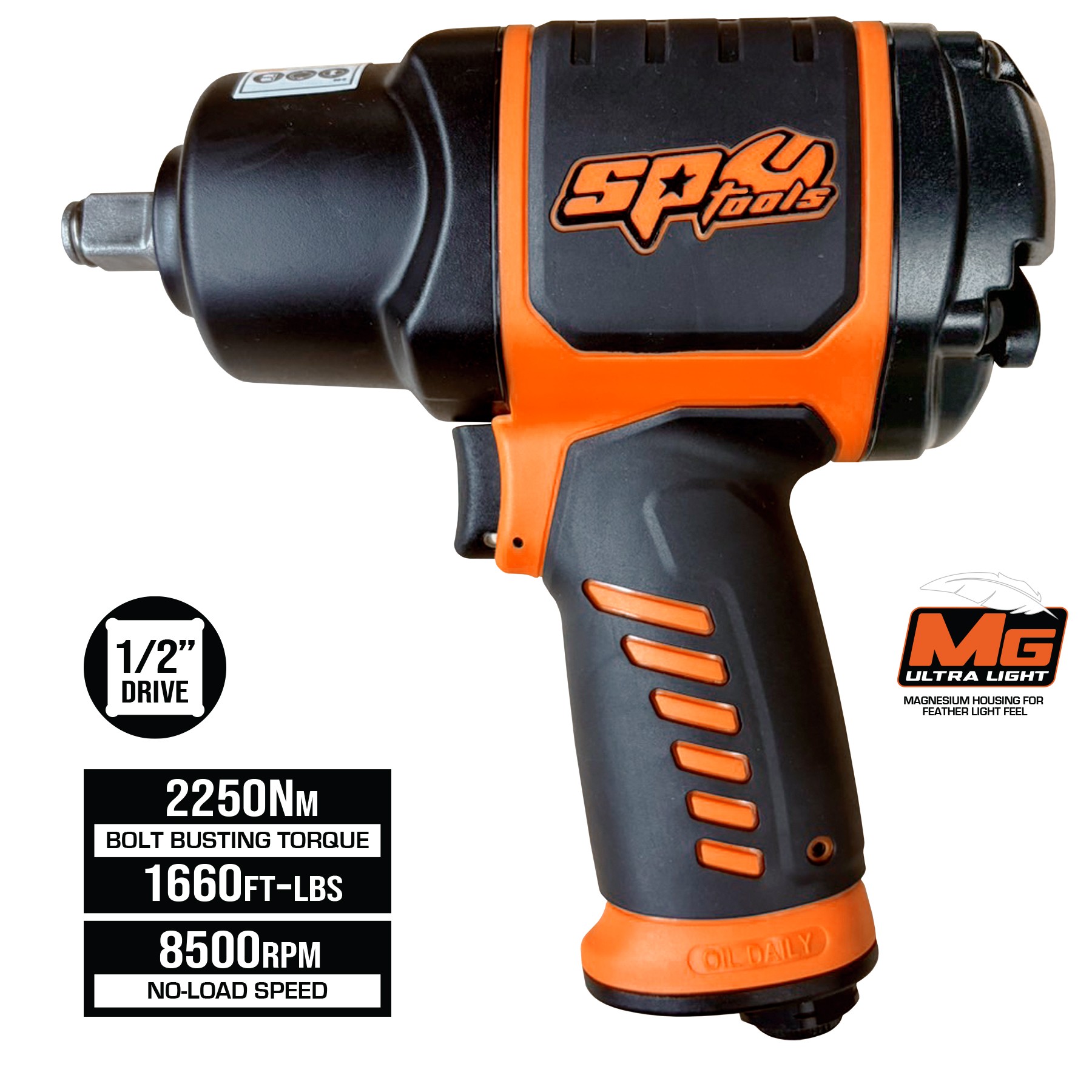SP Tools SP9845 Air Pneumatic 1/2" Square Drive High Torque Impact ...