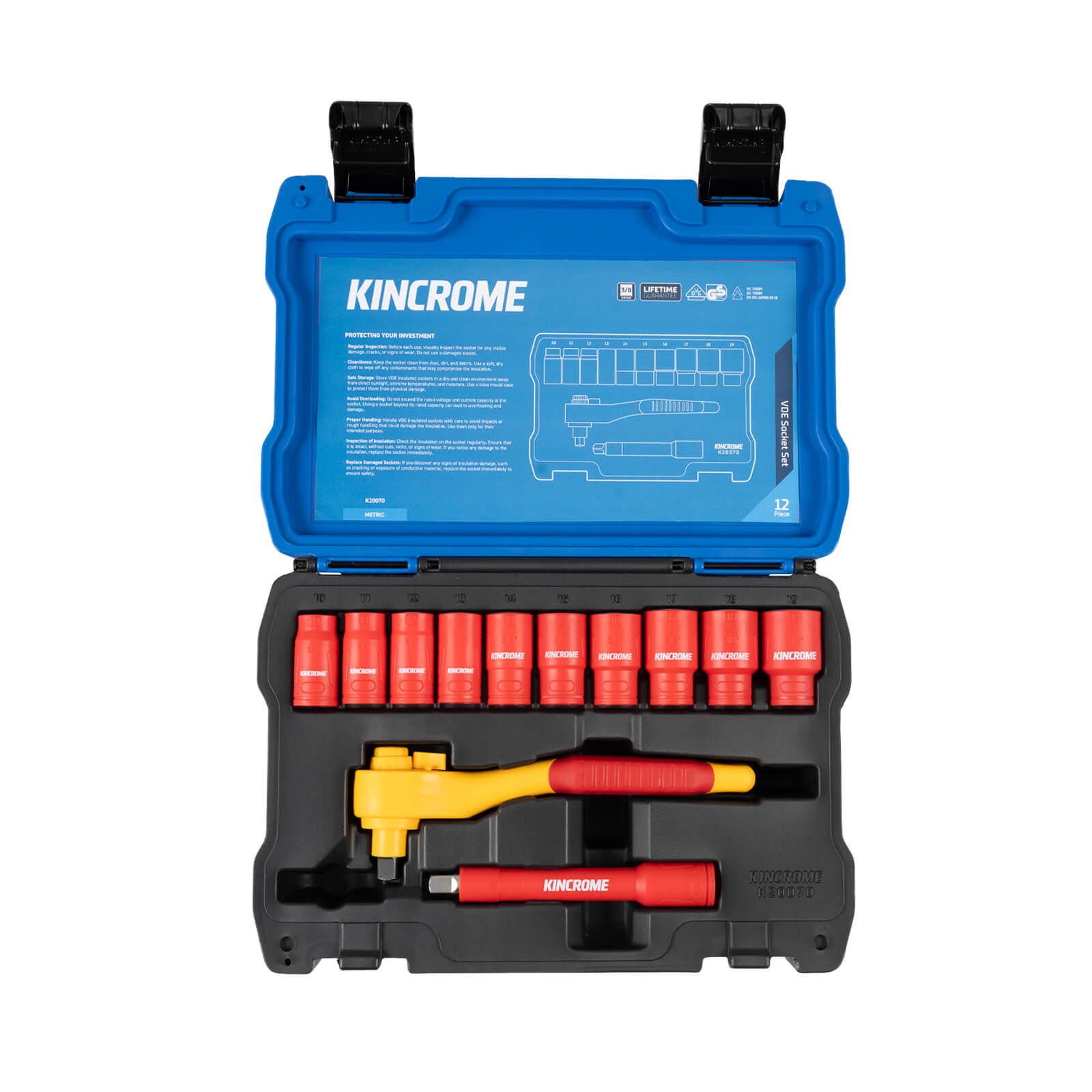 Kincrome K20070 VDE Socket Set 12 Piece 3/8″ Square Drive – Metric - 3/ ...