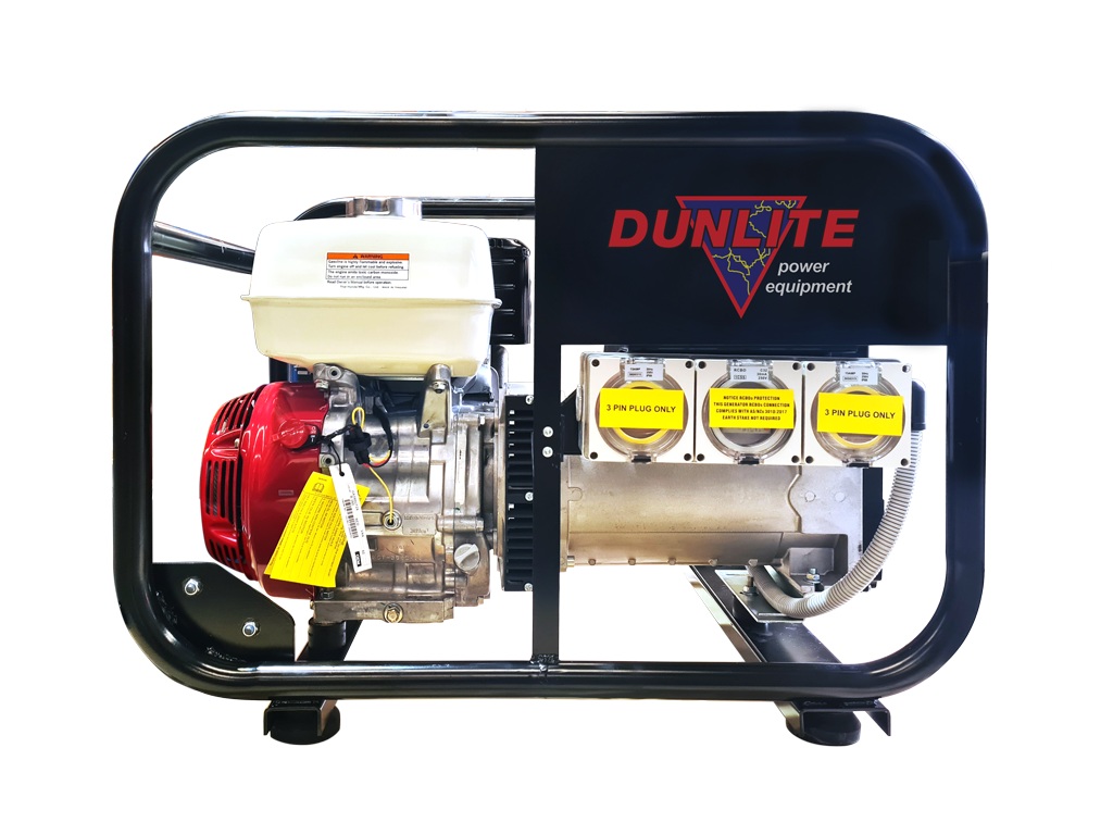 Dunlite DGUH7S-2-RCD2 8kVA Honda Engine Powered Generator with RCD ...