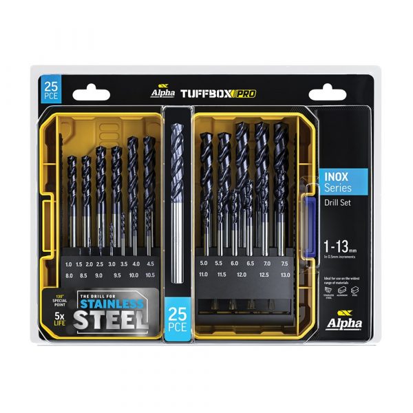 Alpha SM25SPTP INOX Stainless Plus Metric Tuffbox Pro Drill Set 25 Piece - Alpha, Drill Bit Sets ...